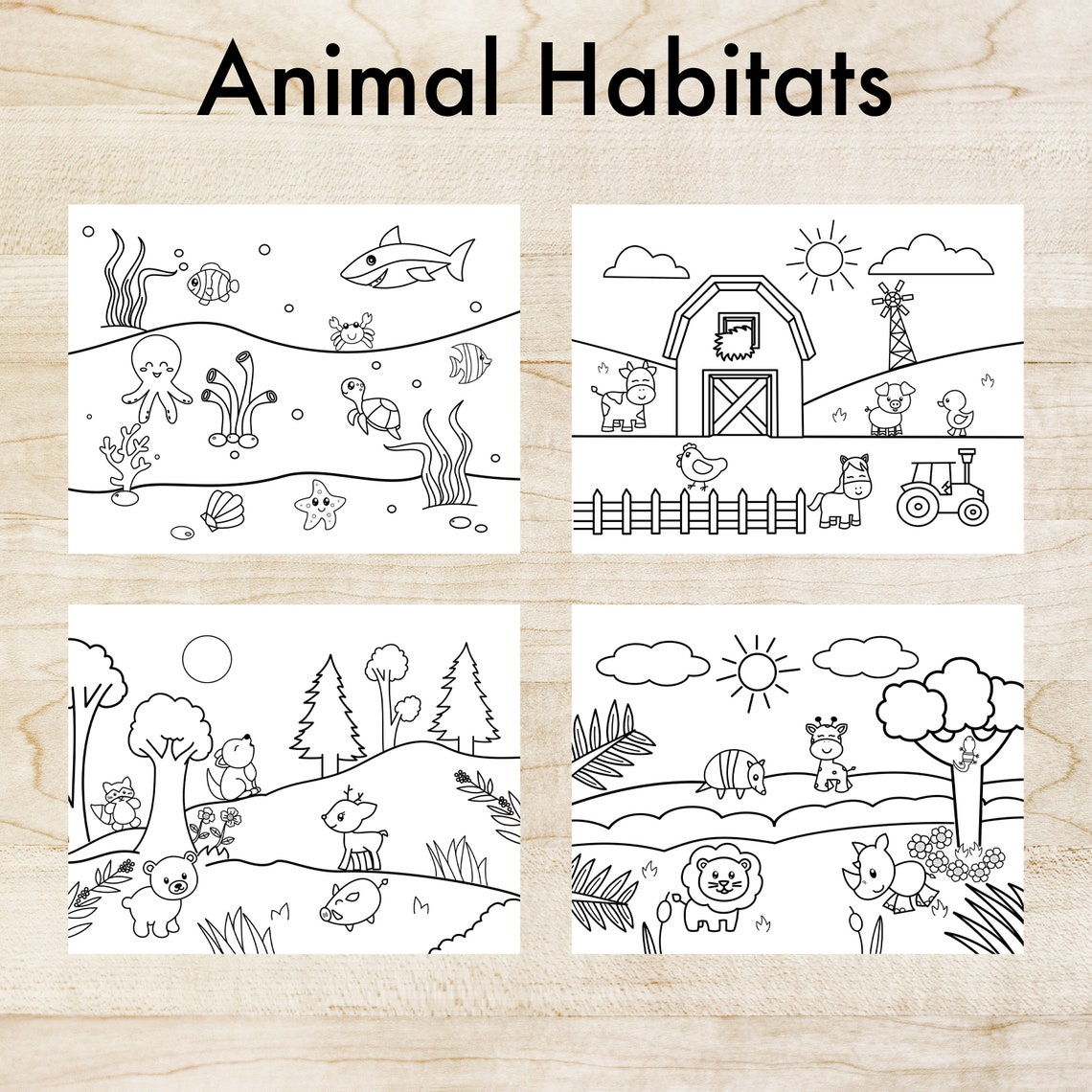 Animal Habitats Coloring Pages Printable, for Toddlers and Kids ...