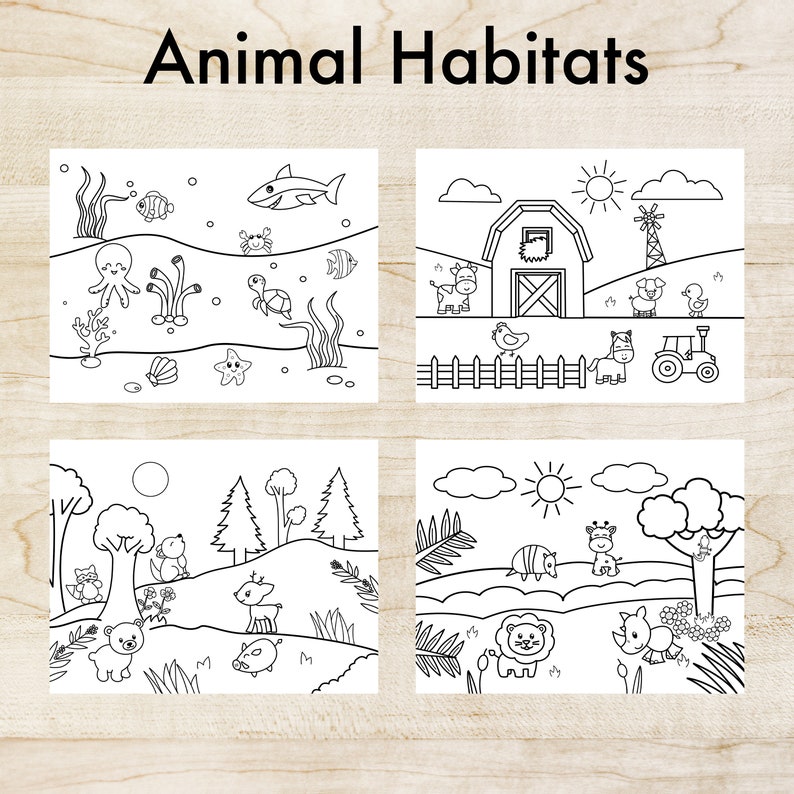 Animal Habitats Coloring Pages Printable, for Toddlers and Kids ...