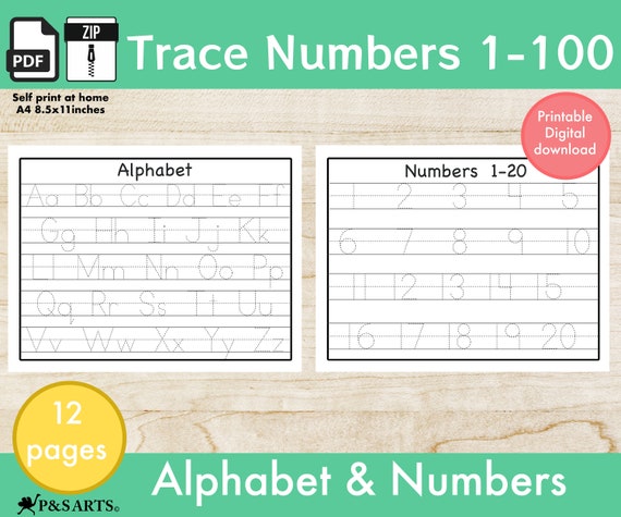 Trace Numbers 1-100 Preschool Printable Kindergarten | Etsy Canada