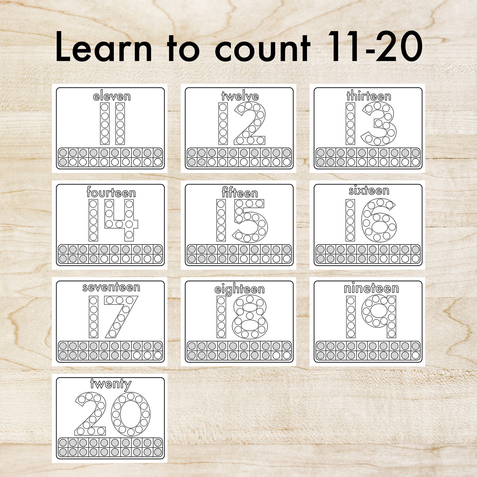 Do-a-dot Numbers 11-20 Printable, Activity Preschool, Kindergarten ...