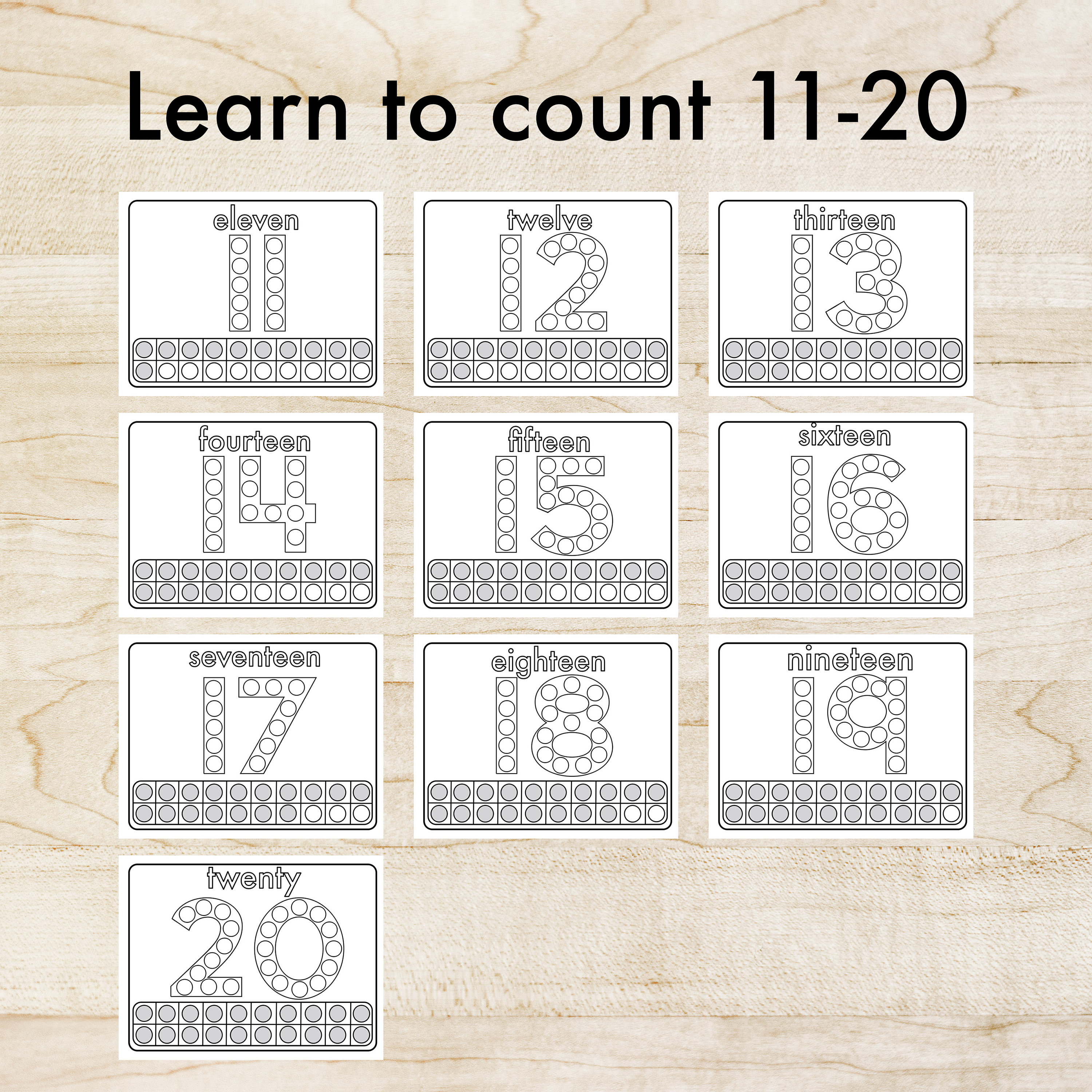 Do-a-dot Numbers 11-20 Printable, Activity Preschool, Kindergarten ...
