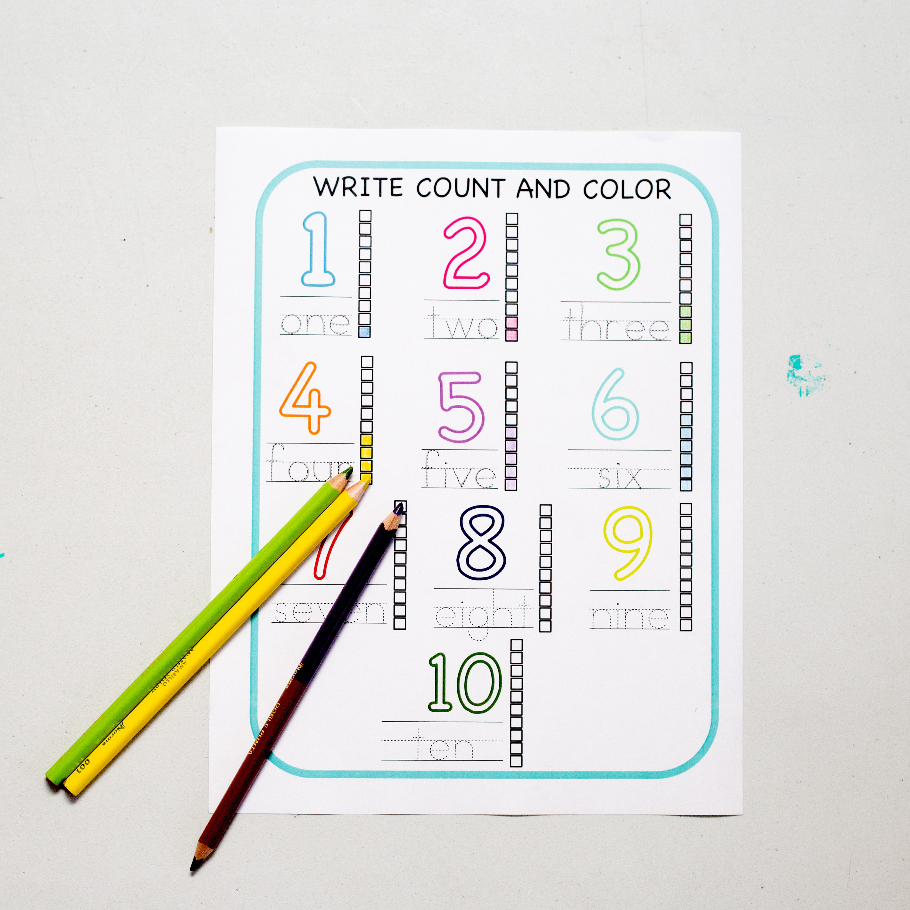 Learn to Count 1-20, Number Tracing Worksheet & Activity-kids and ...