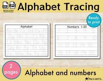 Alphabet and Number Tracing Worksheet Printable Kindergarten ABC Letter ...
