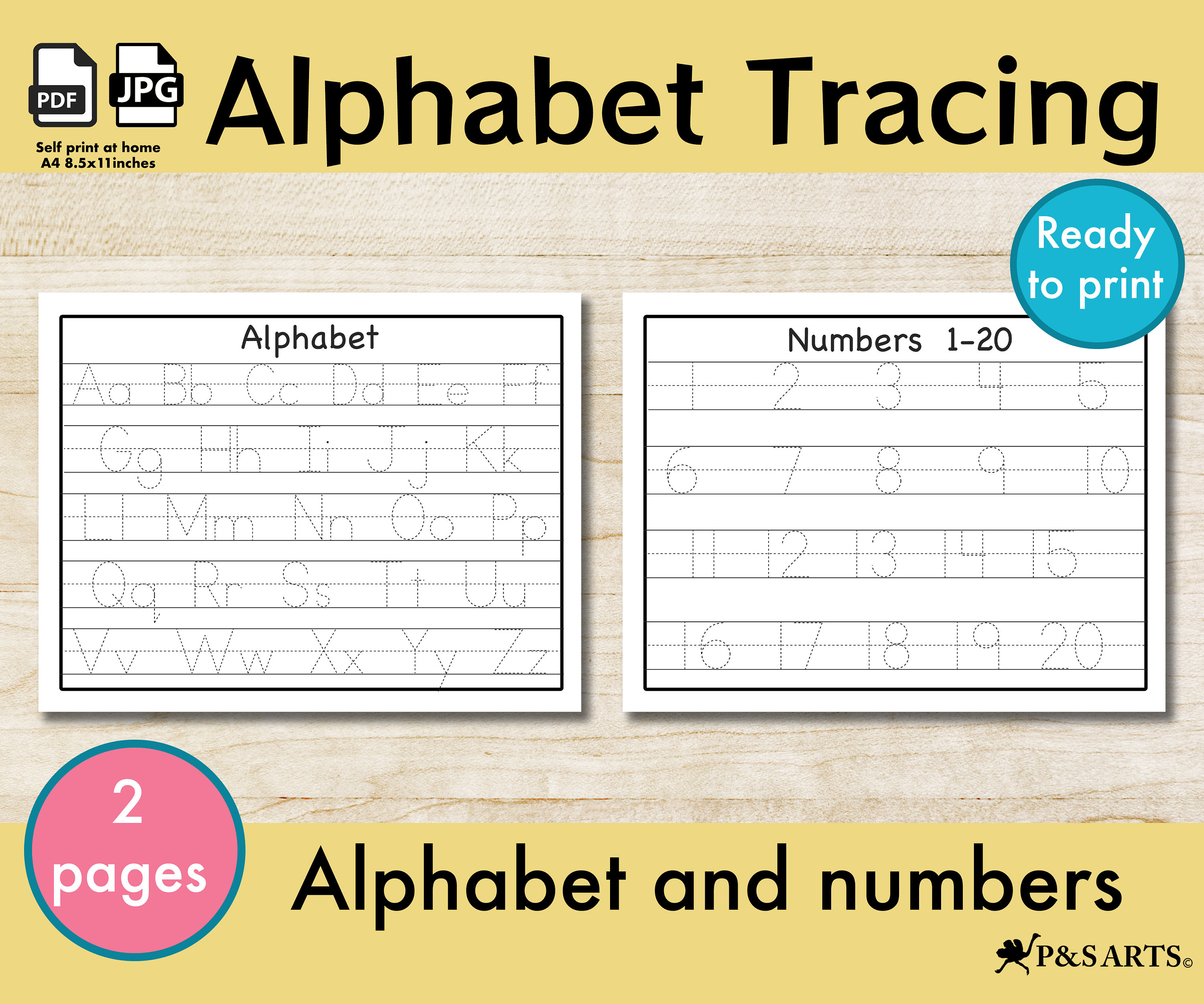 Alphabet and Numbers Printable, Tracing Worksheet, Practice Handwriting ...