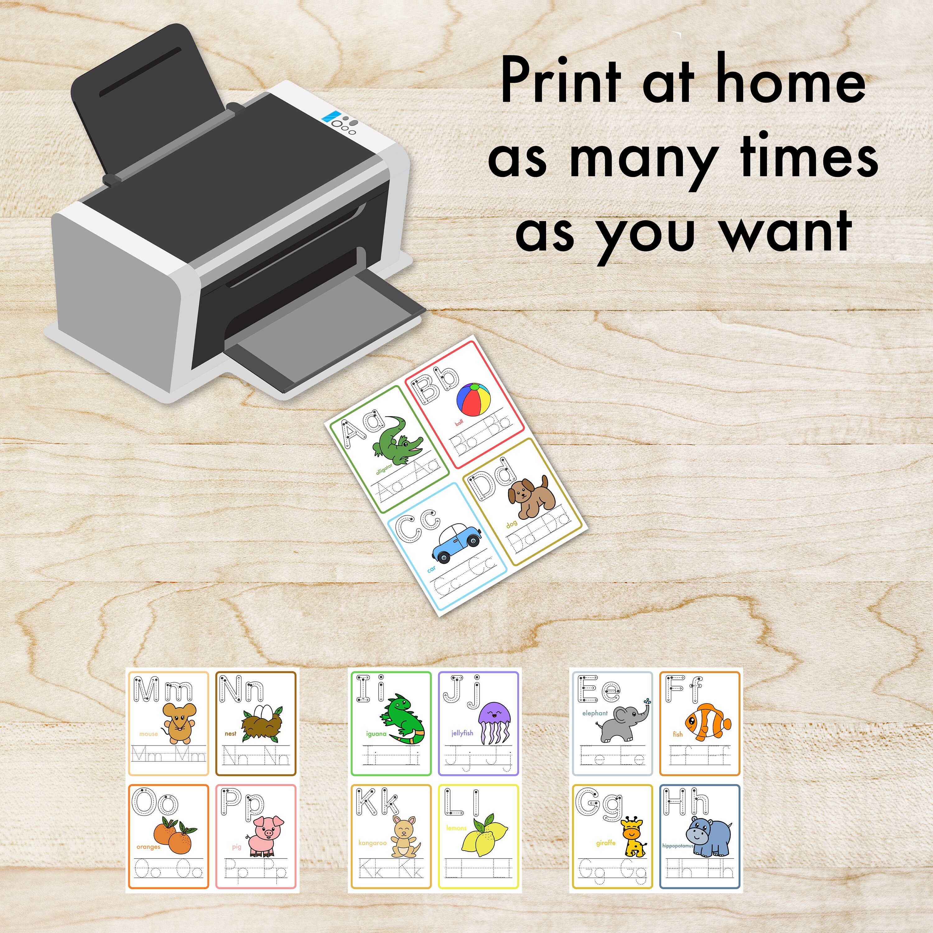 Alphabet Tracing Printable Flash Cards, Uppercase and Lowercase Writing ...