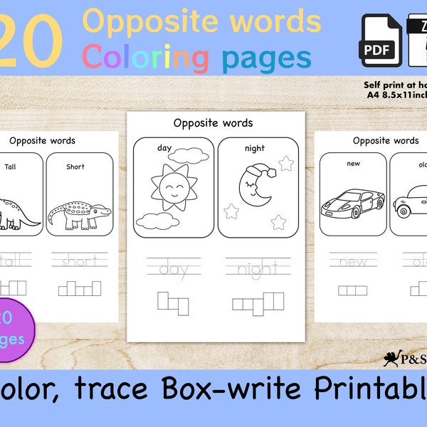 Printable Opposites Worksheet - Etsy