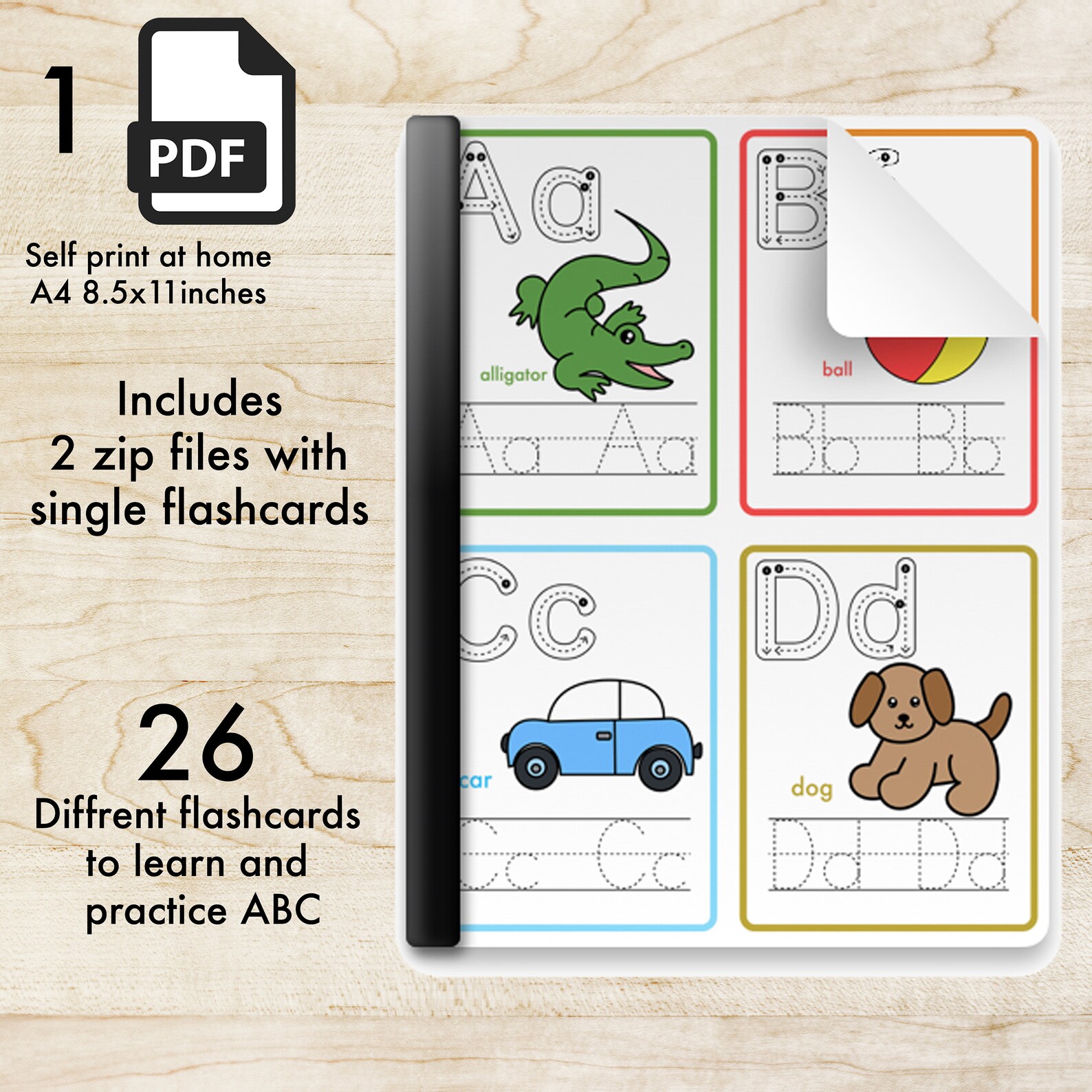 Alphabet Tracing Printable Flash Cards, Uppercase and Lowercase Writing ...