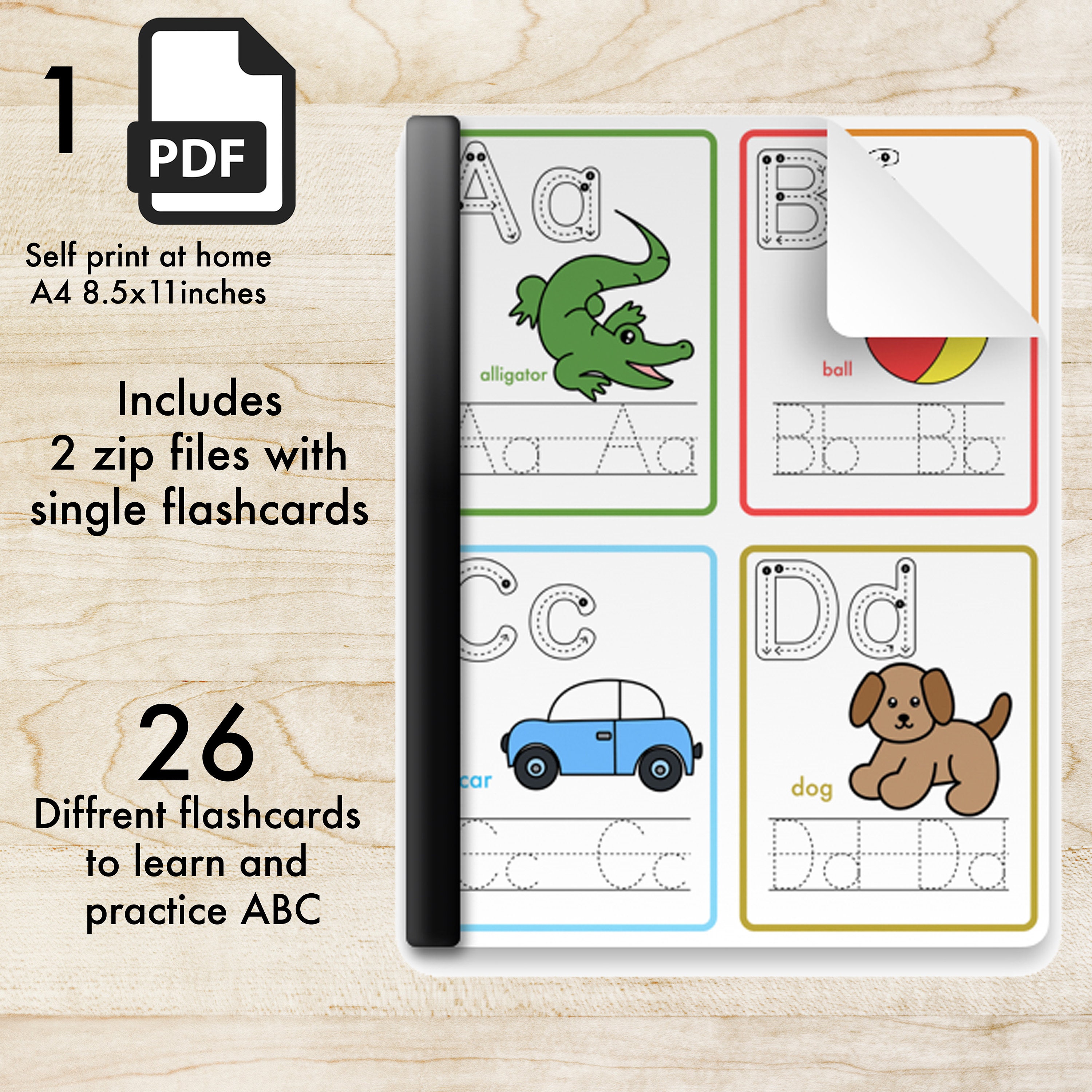 Alphabet Tracing Printable Flash Cards, Uppercase and Lowercase Writing ...