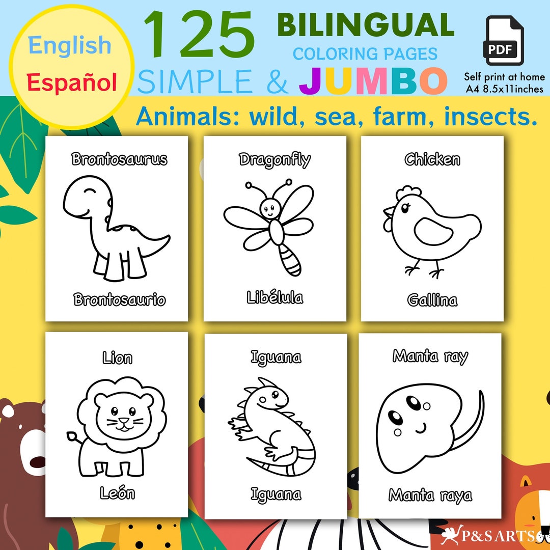 125 Dibujos para colorear imprimibles bilingües inglés-español de ...