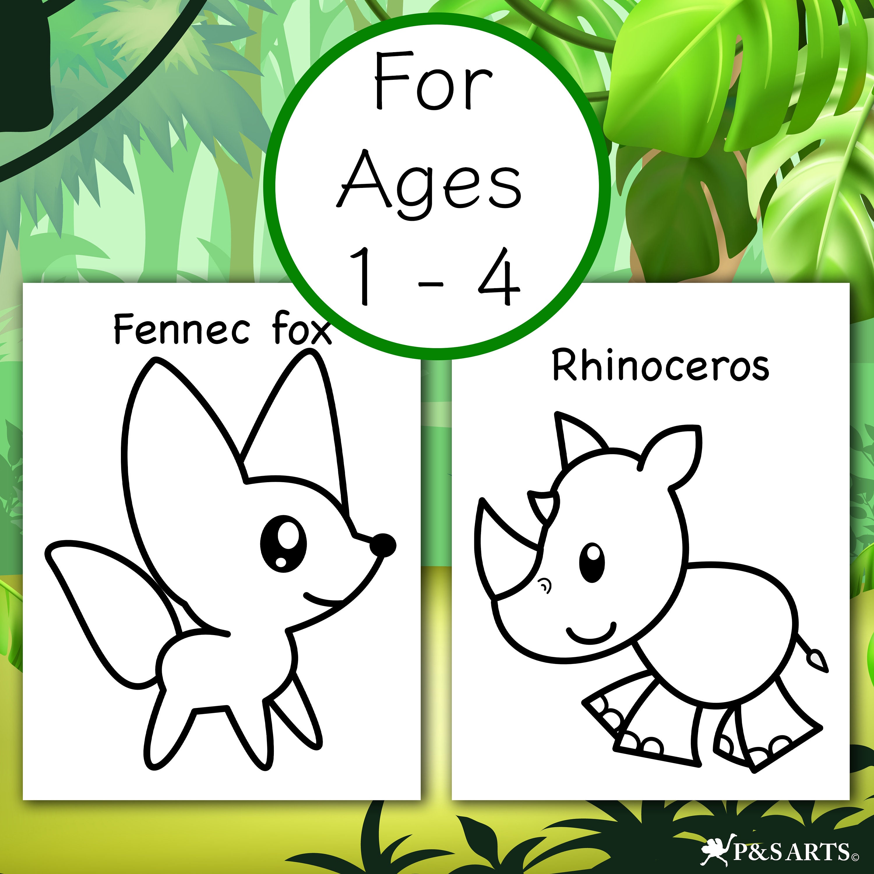 62 Wild and Forest Animals Simple and Jumbo Printable Coloring Pages - Etsy