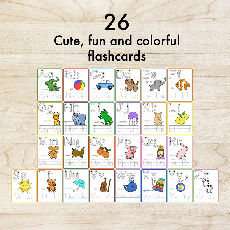 Alphabet Tracing Printable Flash Cards, Uppercase and Lowercase Writing ...