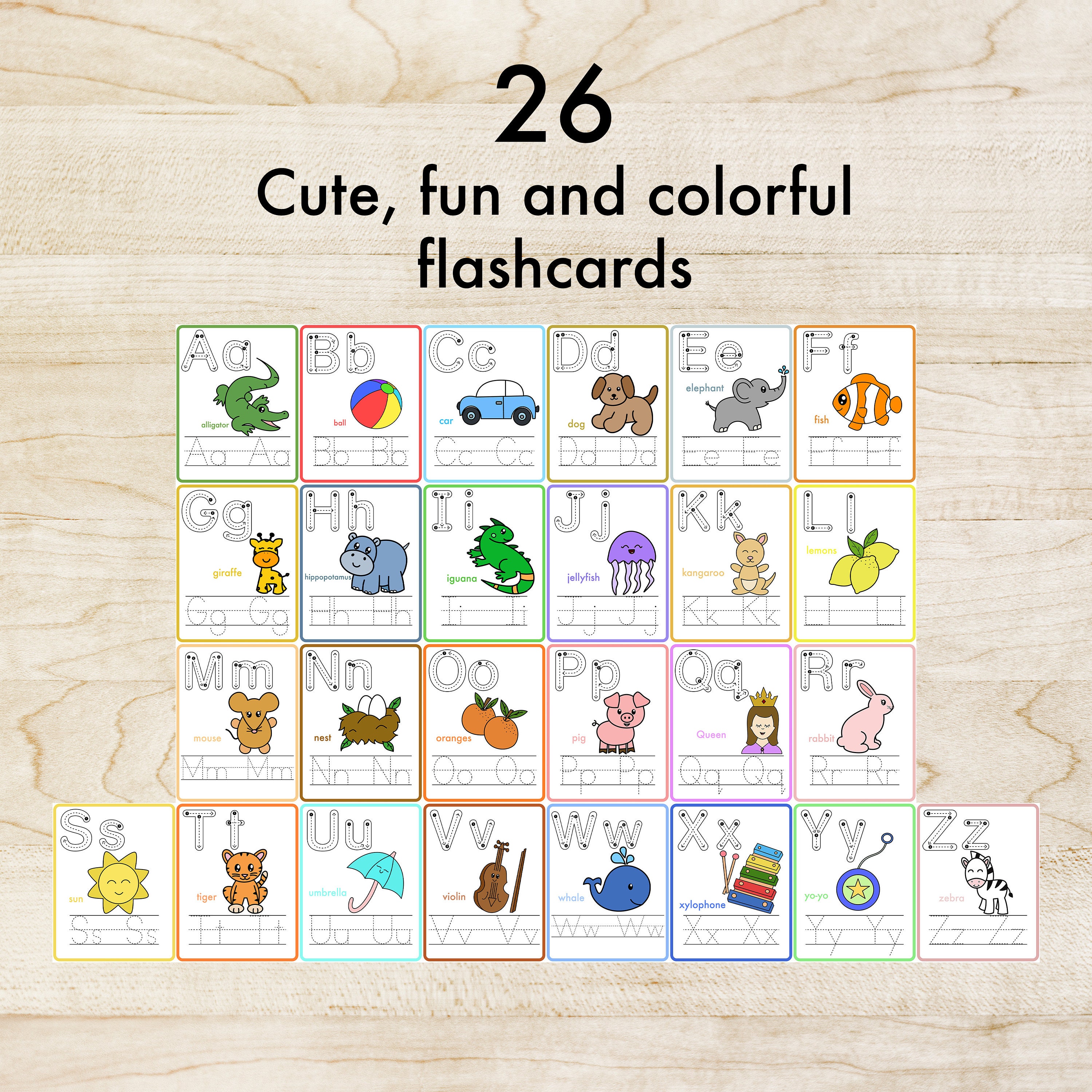 Alphabet Tracing Printable Flash Cards, Uppercase and Lowercase Writing ...