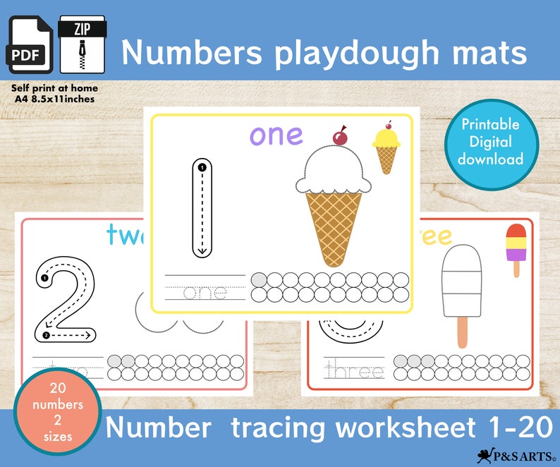Playdough Mats Numbers 1-20 Toddler Activities, Learn to Count ...