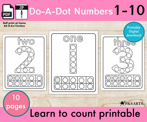 Do-a-dot Numbers 1-10 Printable Activity Preschool | Etsy