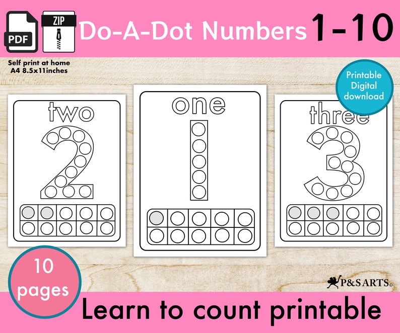 Do-a-dot Numbers 1-10 Printable, Activity Preschool, Kindergarten ...
