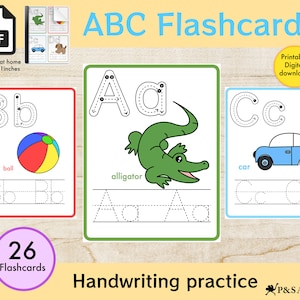 Alphabet Tracing Printable Flash Cards, Uppercase and Lowercase Writing ...