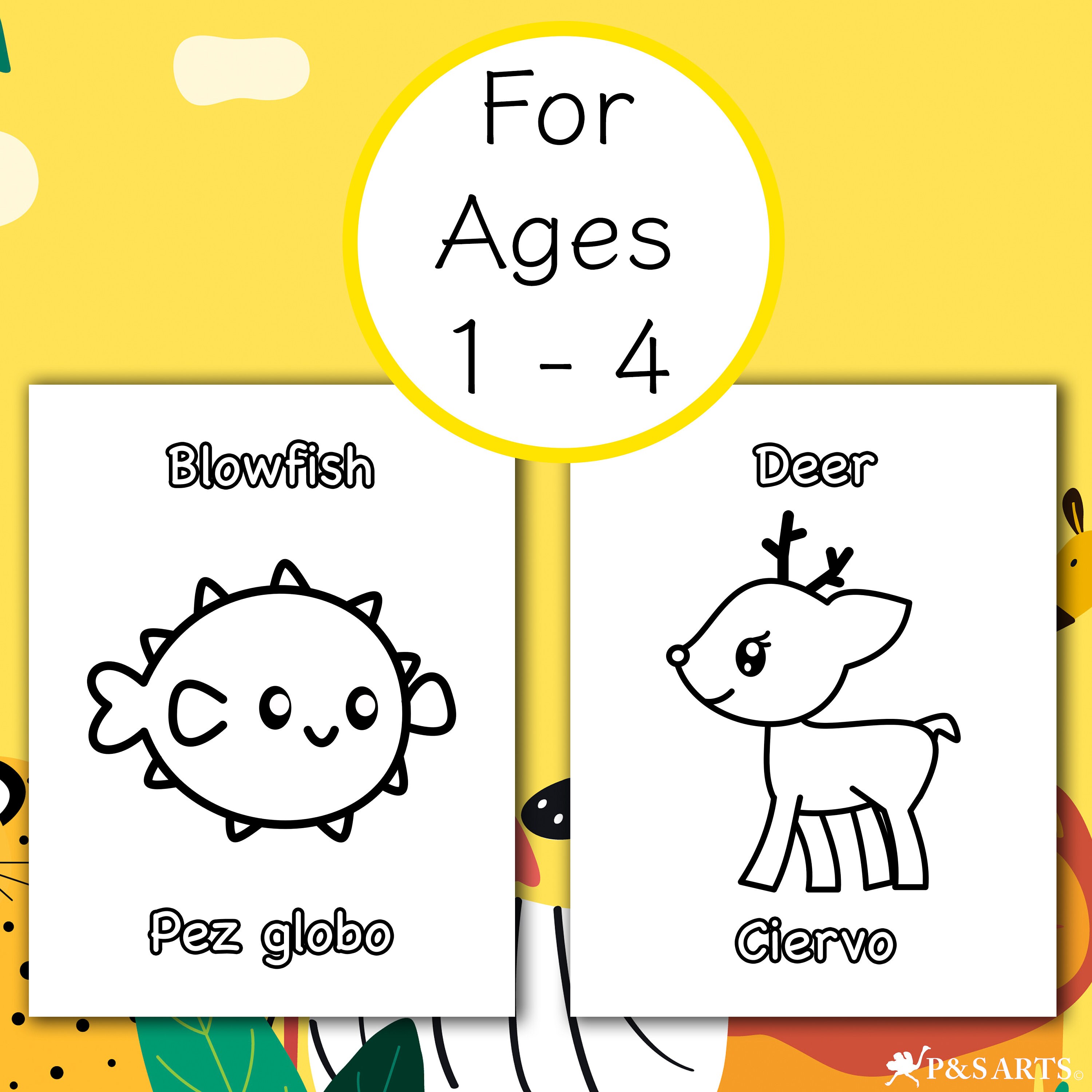 125 Dibujos para colorear imprimibles bilingües (inglés-español) de ...