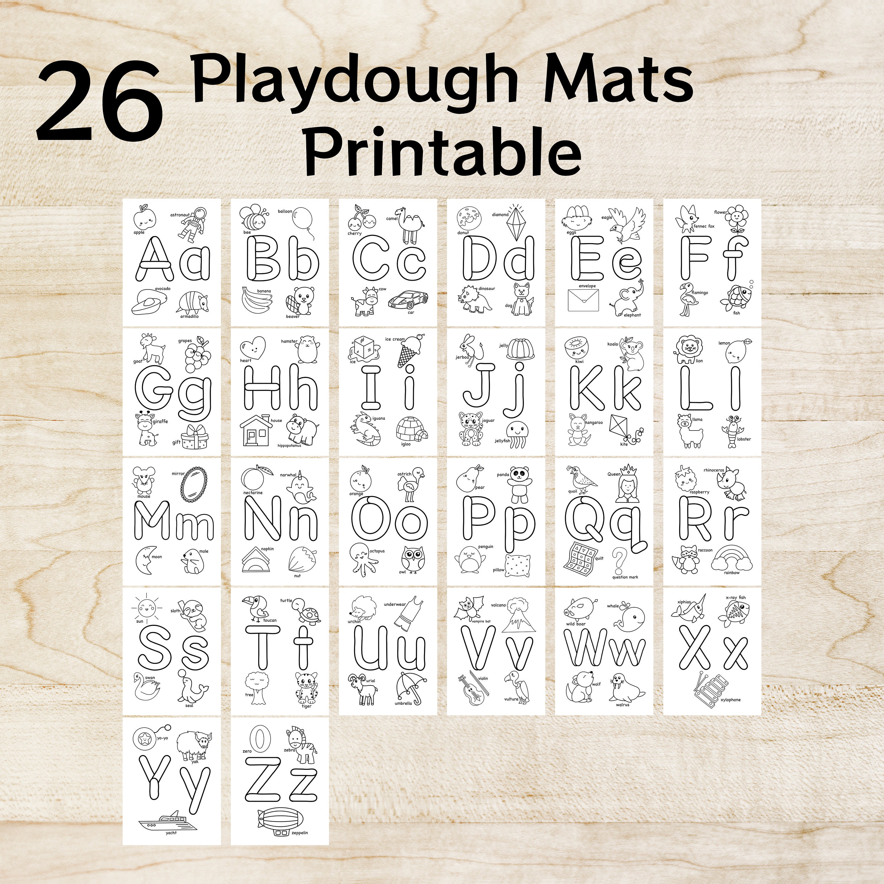 Alphabet Playdough Mats, Preschool Activity Printable, Coloring Pages ...