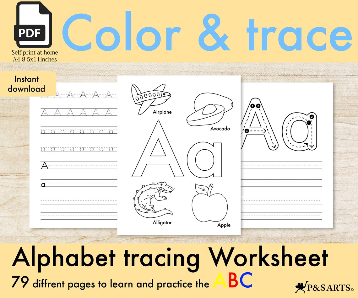 Alphabet Tracing Worksheet-printable Homeschool-preschool and ...
