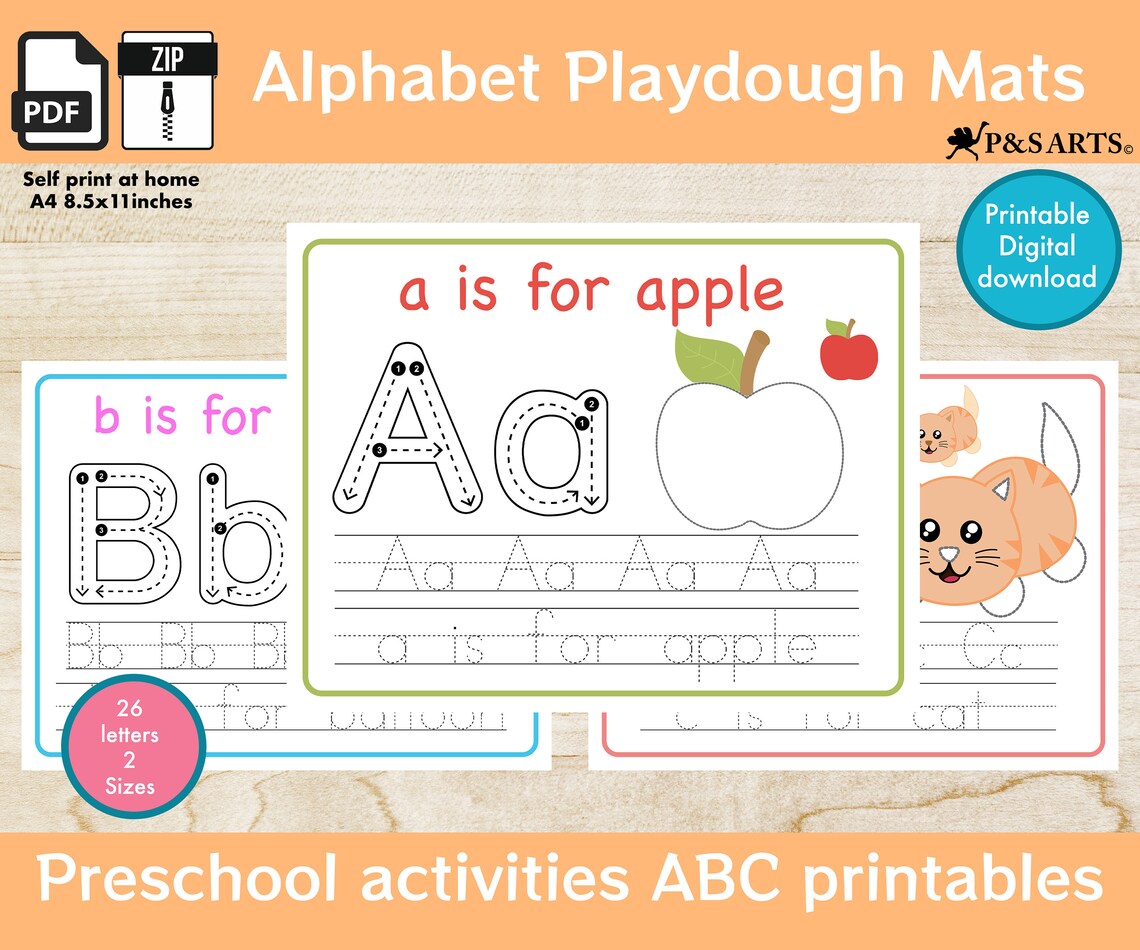 Preschool Printable Alphabet Play Dough Mats. Activity for Toddlers and ...