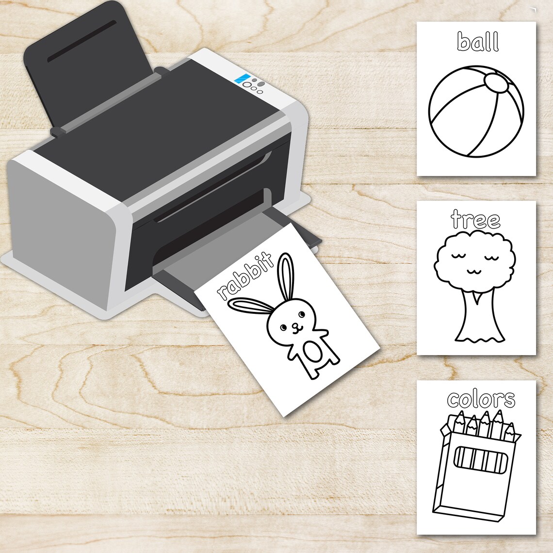 50 Learning Words Printable, Easy and Simple Coloring Pages, Kids ...