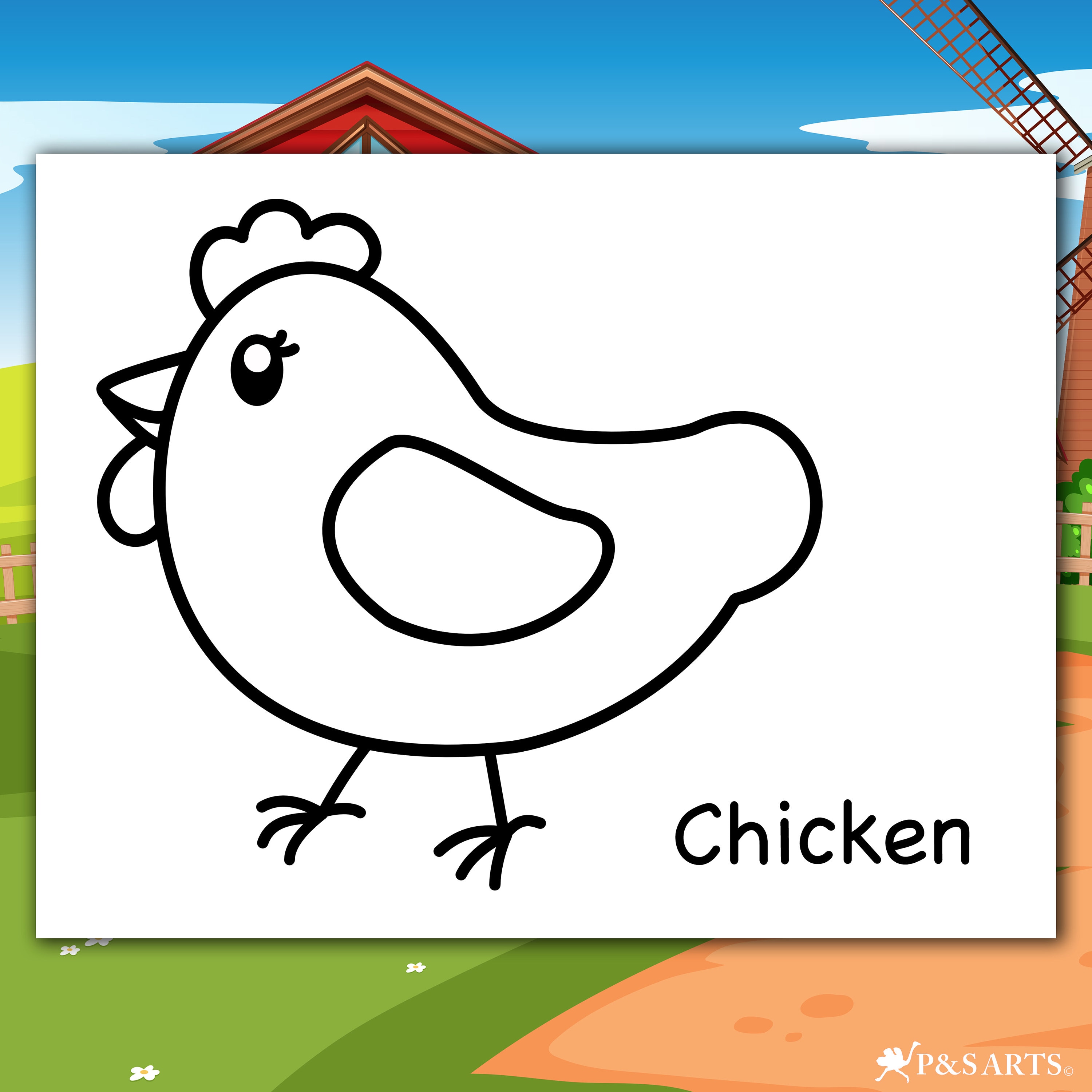19 Farm and Pets Animals Simple and Jumbo Printable Coloring Pages - Etsy