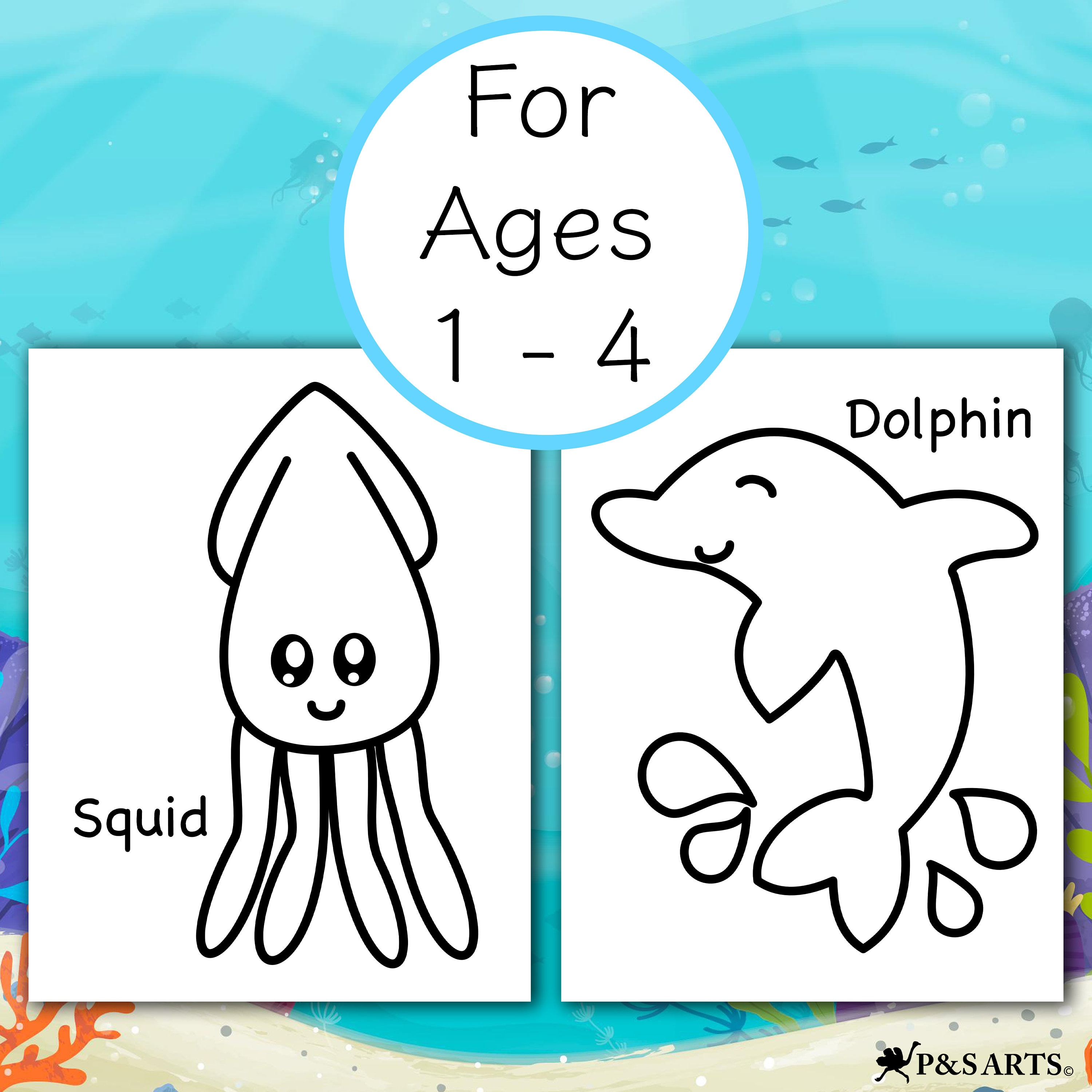 29 Sea Animals Simple and Jumbo Printable Coloring Pages - Etsy