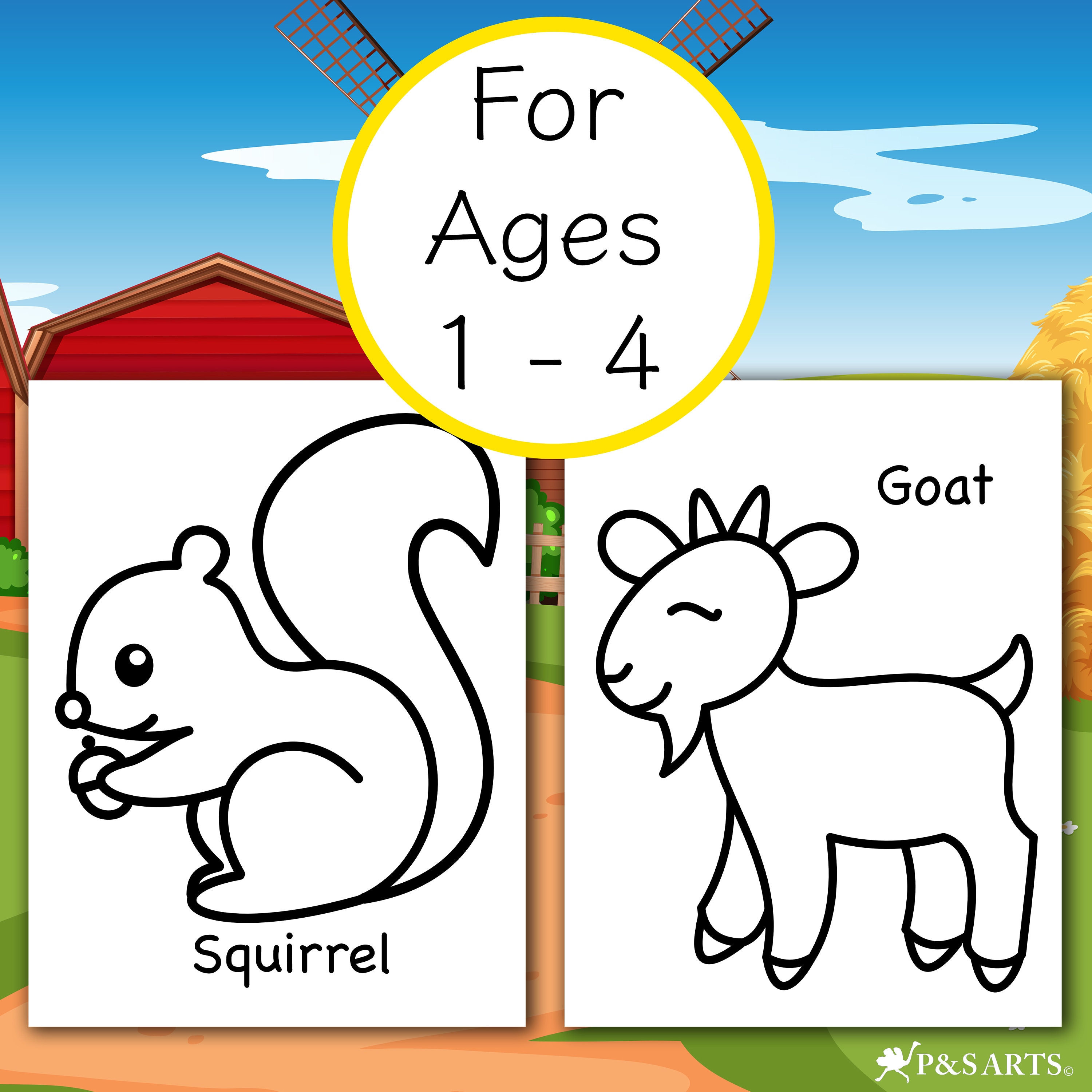 19 Farm and Pets Animals Simple and Jumbo Printable Coloring Pages - Etsy