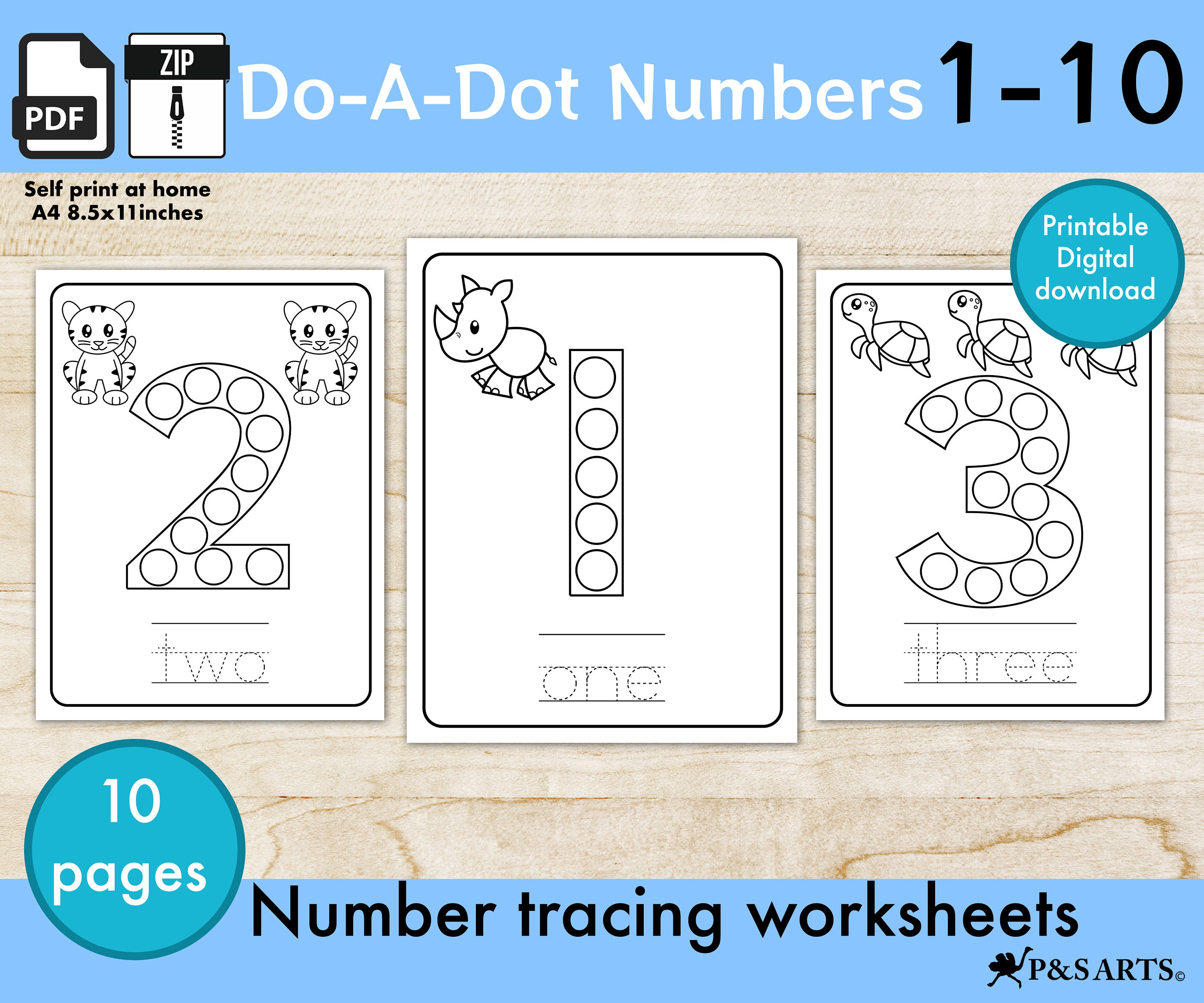 Numbers (1-10) Do-a-dot Printable Worksheets, Coloring Pages With Cute ...