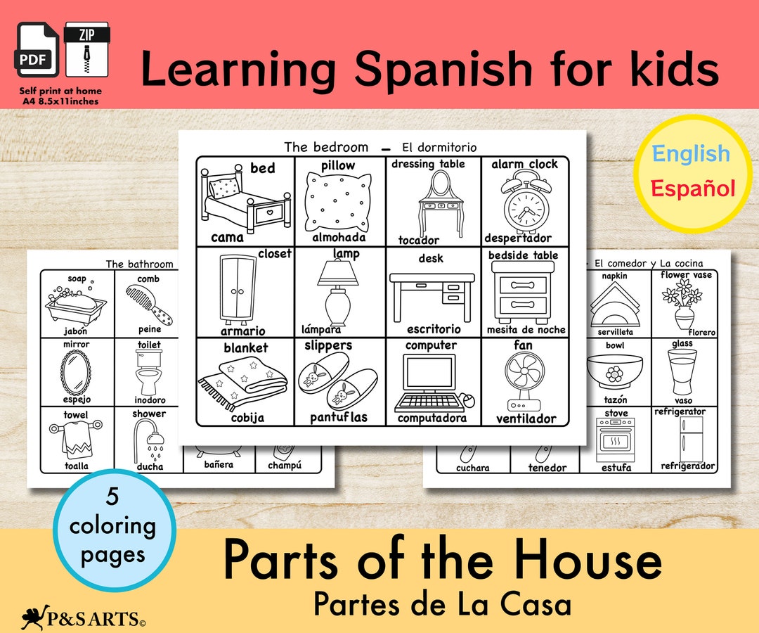 Learning Words, Bilingual Printable, English-spanish, Vocabulary ...
