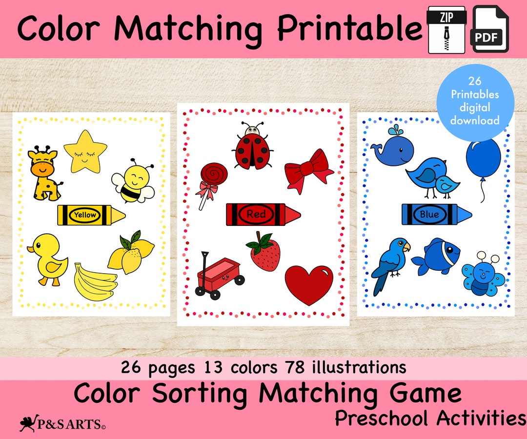Color Sorting Matching Game, Preschool Activities, Learning Printable ...
