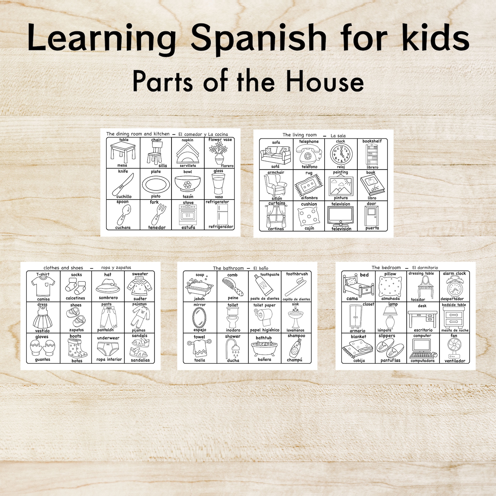 Learning Words, Bilingual Printable, English-spanish, Vocabulary ...
