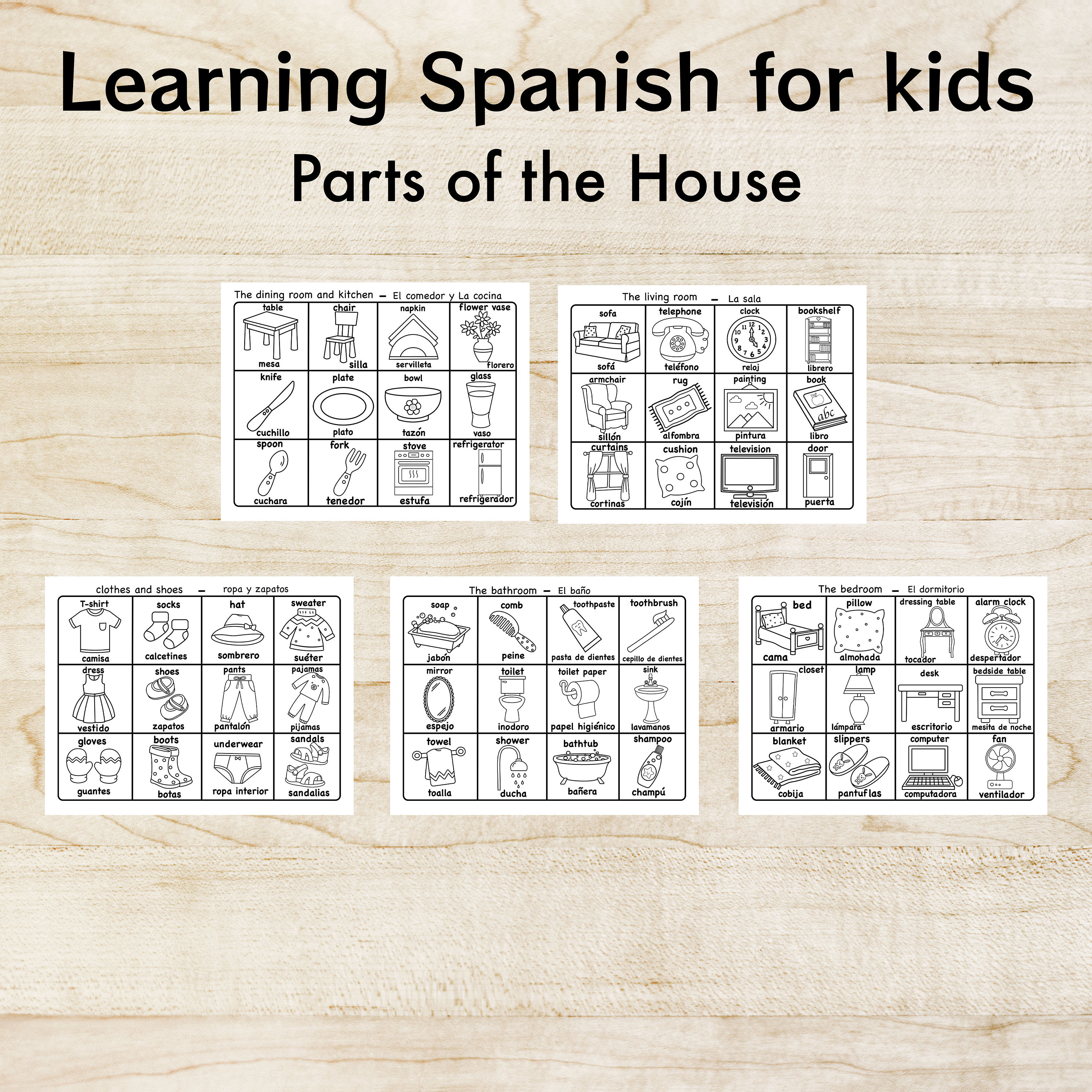Learning Words, Bilingual Printable, English-spanish, Vocabulary ...