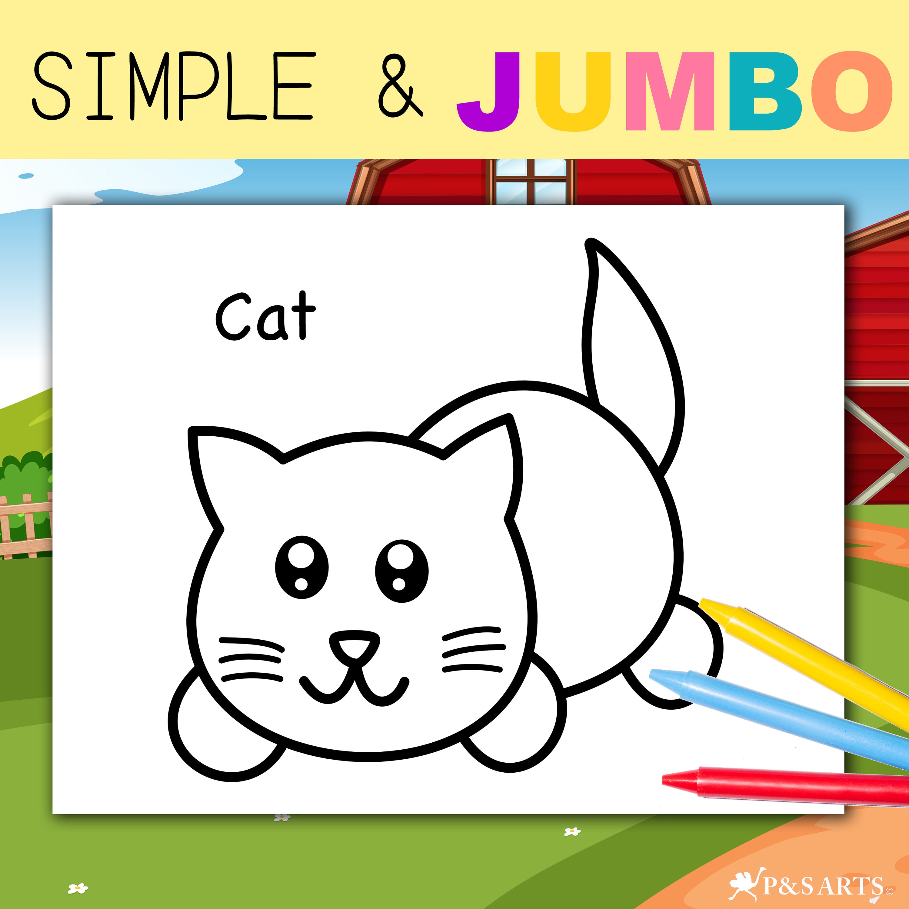 19 Farm and Pets Animals Simple and Jumbo Printable Coloring Pages - Etsy