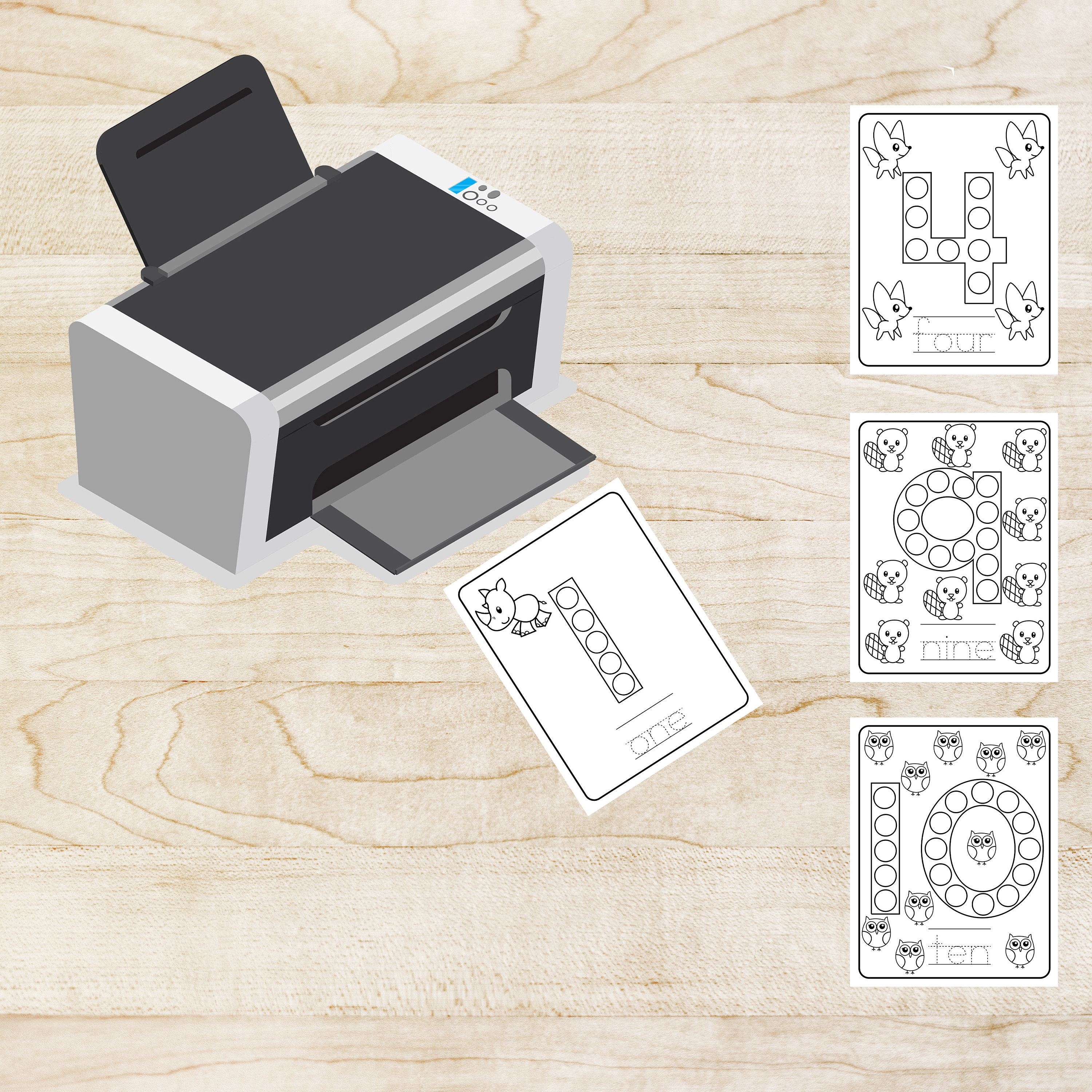 Numbers (1-10) Do-a-dot Printable Worksheets, Coloring Pages With Cute ...