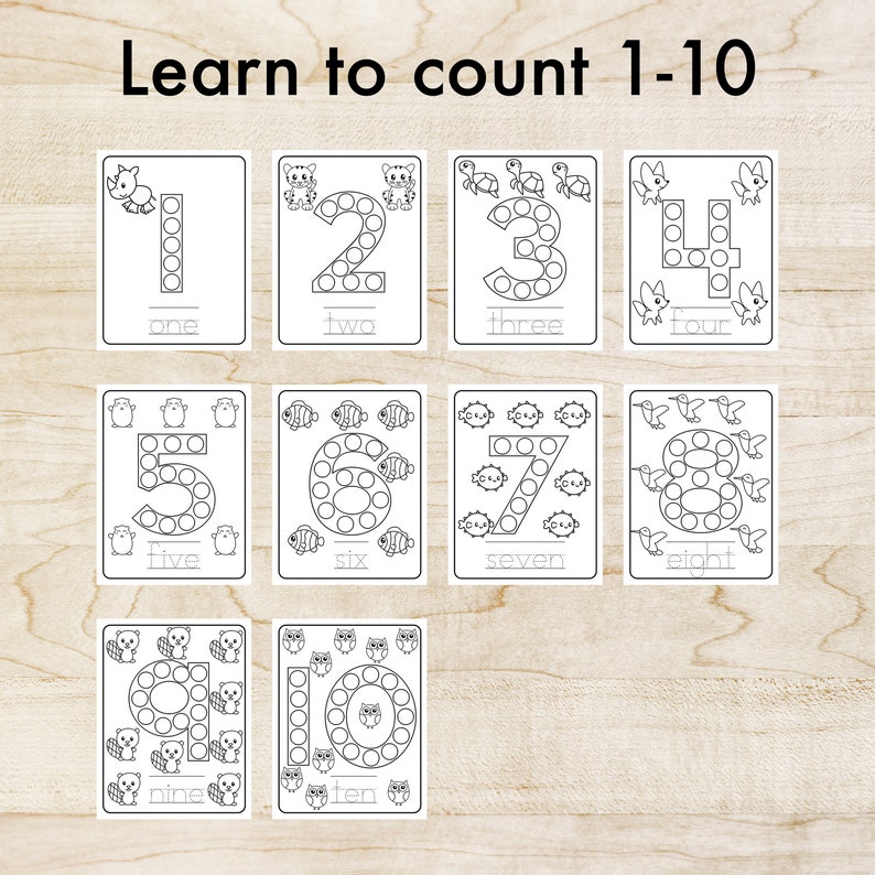 Numbers (1-10) Do-a-dot Printable Worksheets, Coloring Pages With Cute ...