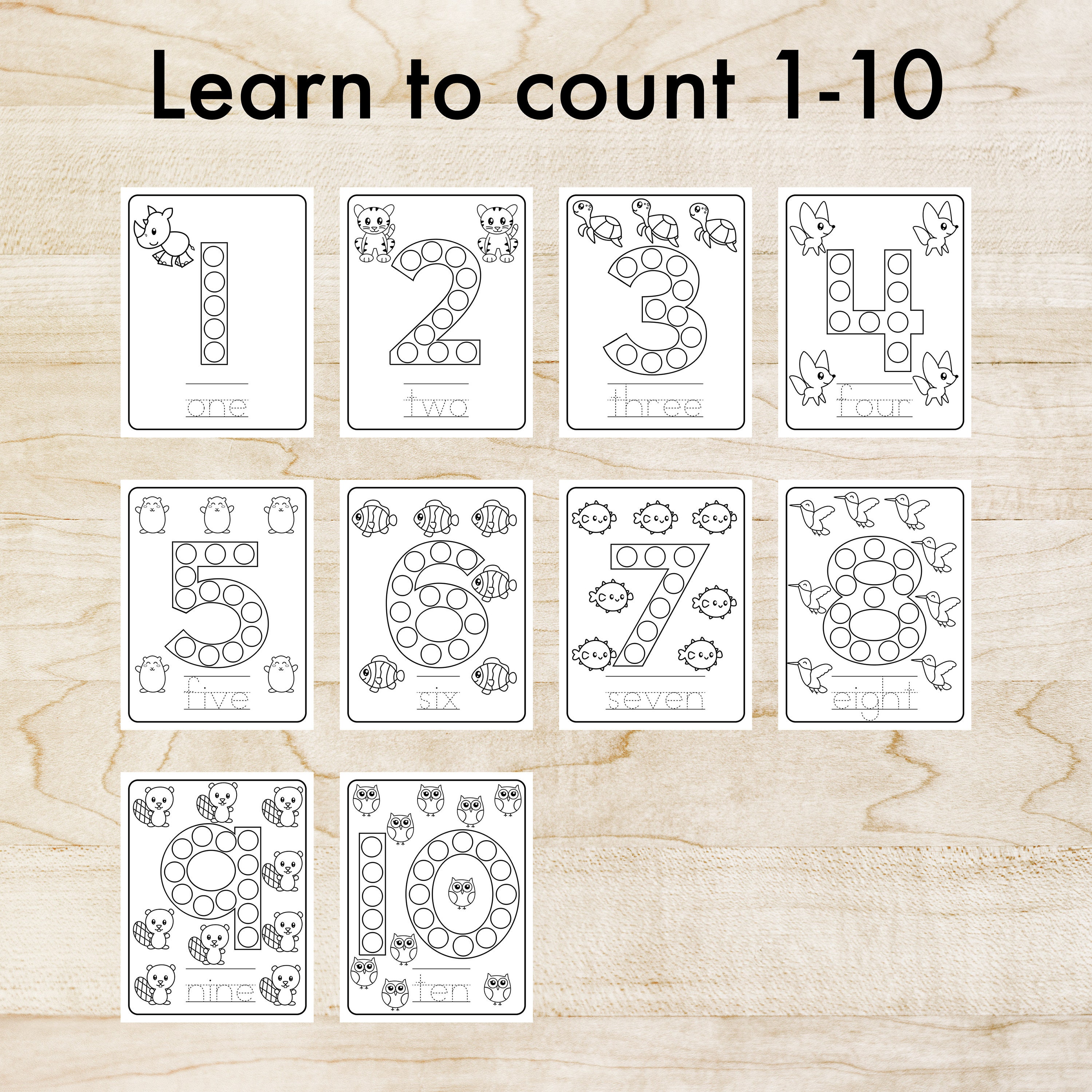 Numbers (1-10) Do-a-dot Printable Worksheets, Coloring Pages With Cute ...