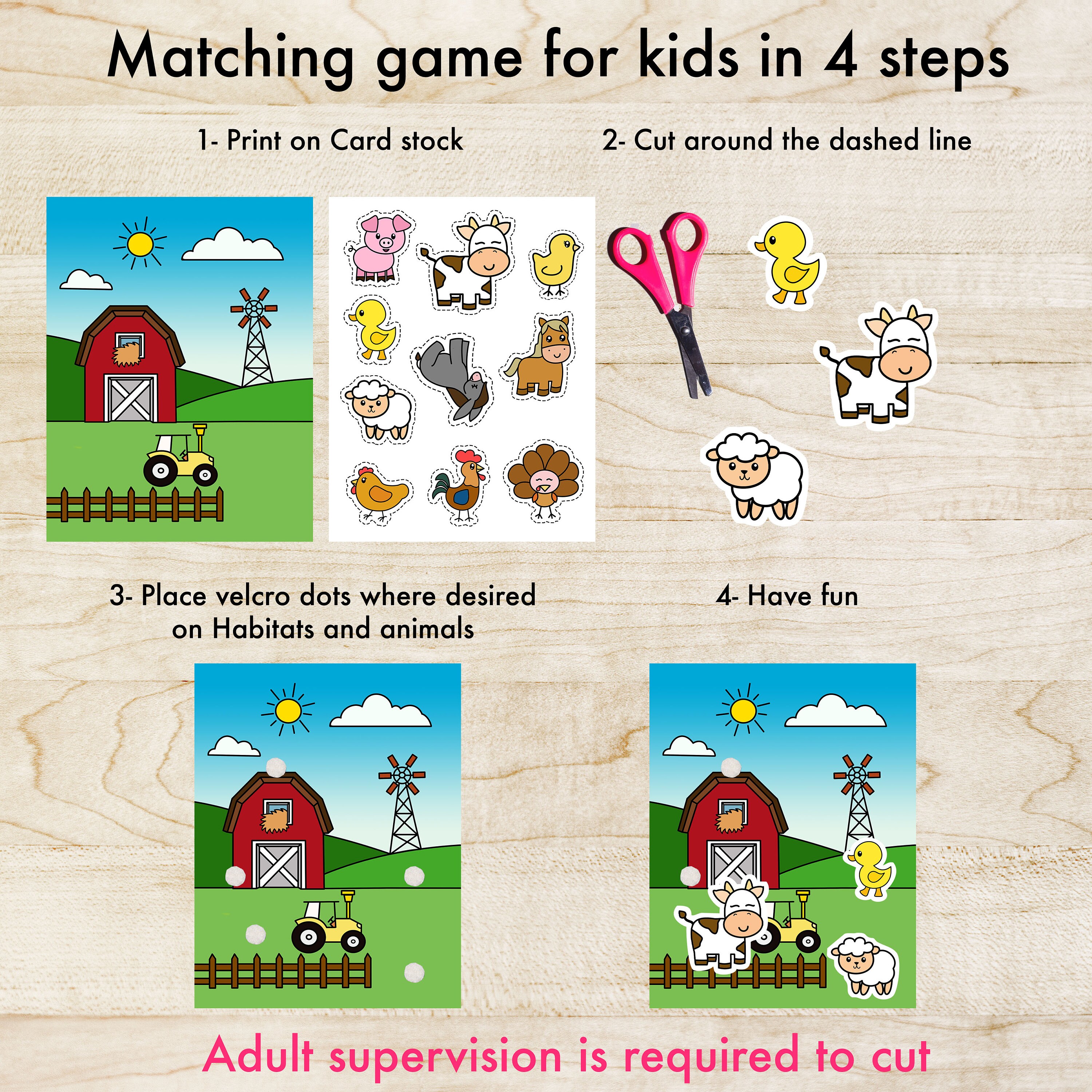 Learning Animals Printable, Matching Activities Preschool, Toddlers ...