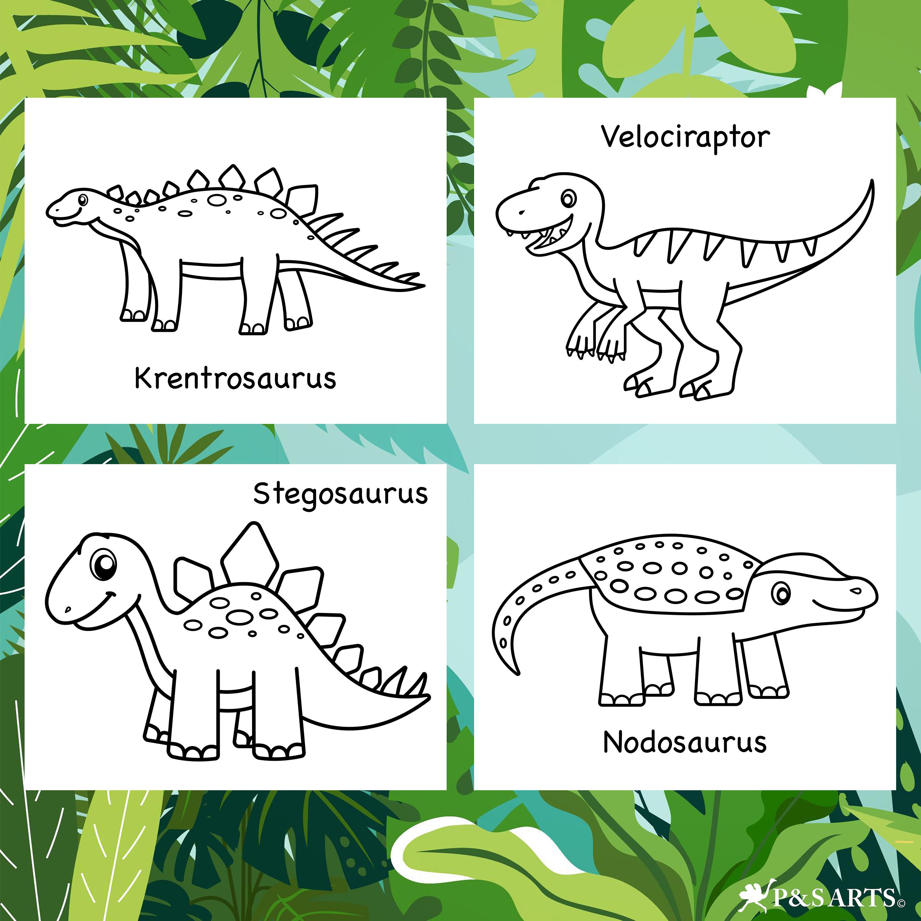 30 Dinosaurs Simple and Jumbo Printable Coloring Pages for Toddlers and ...