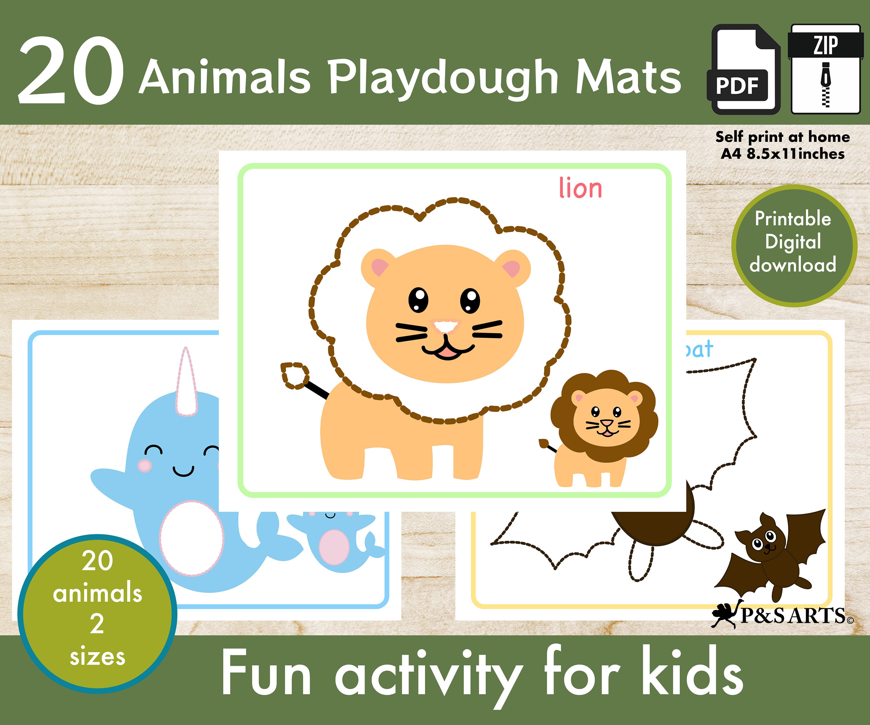 Fun, Cute Animals Play Dough Mats, Printable Activities for Kids and ...