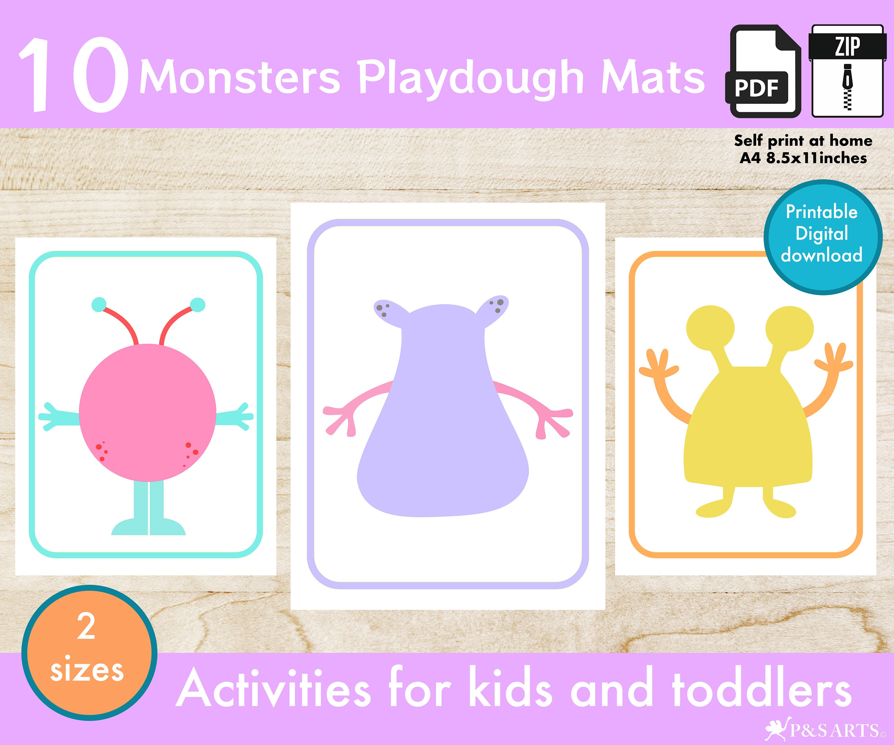 Monster Play Dough Mat, Printable Activity for Kids and Toddlers - Etsy