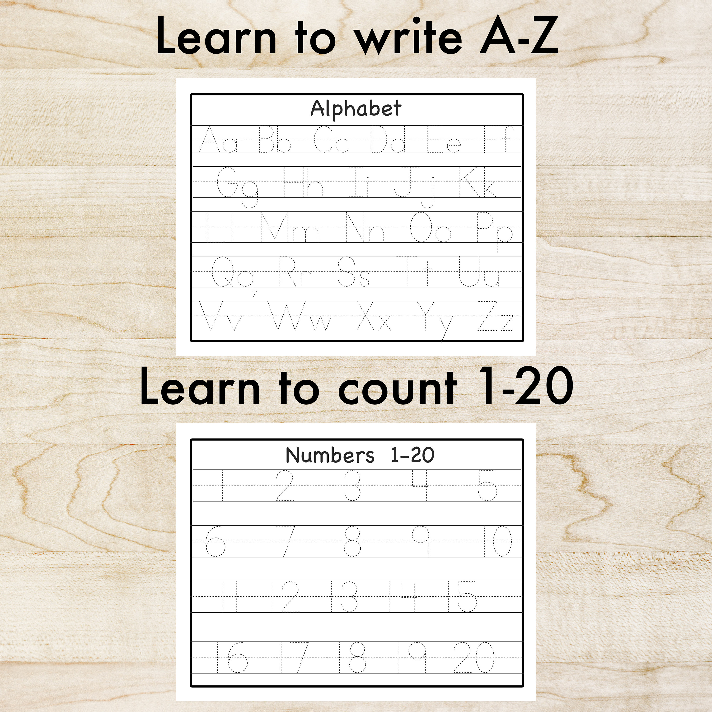 Alphabet and Numbers Printable, Tracing Worksheet, Practice Handwriting ...