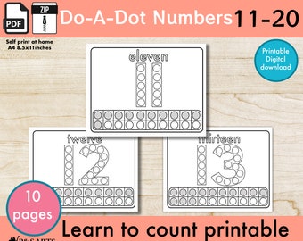 Do-a-dot Numbers 1-10 Printable, Activity Preschool, Kindergarten ...