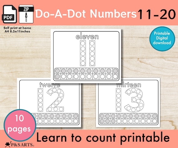 Do-a-dot Numbers 11-20 Printable Activity Preschool - Etsy Canada