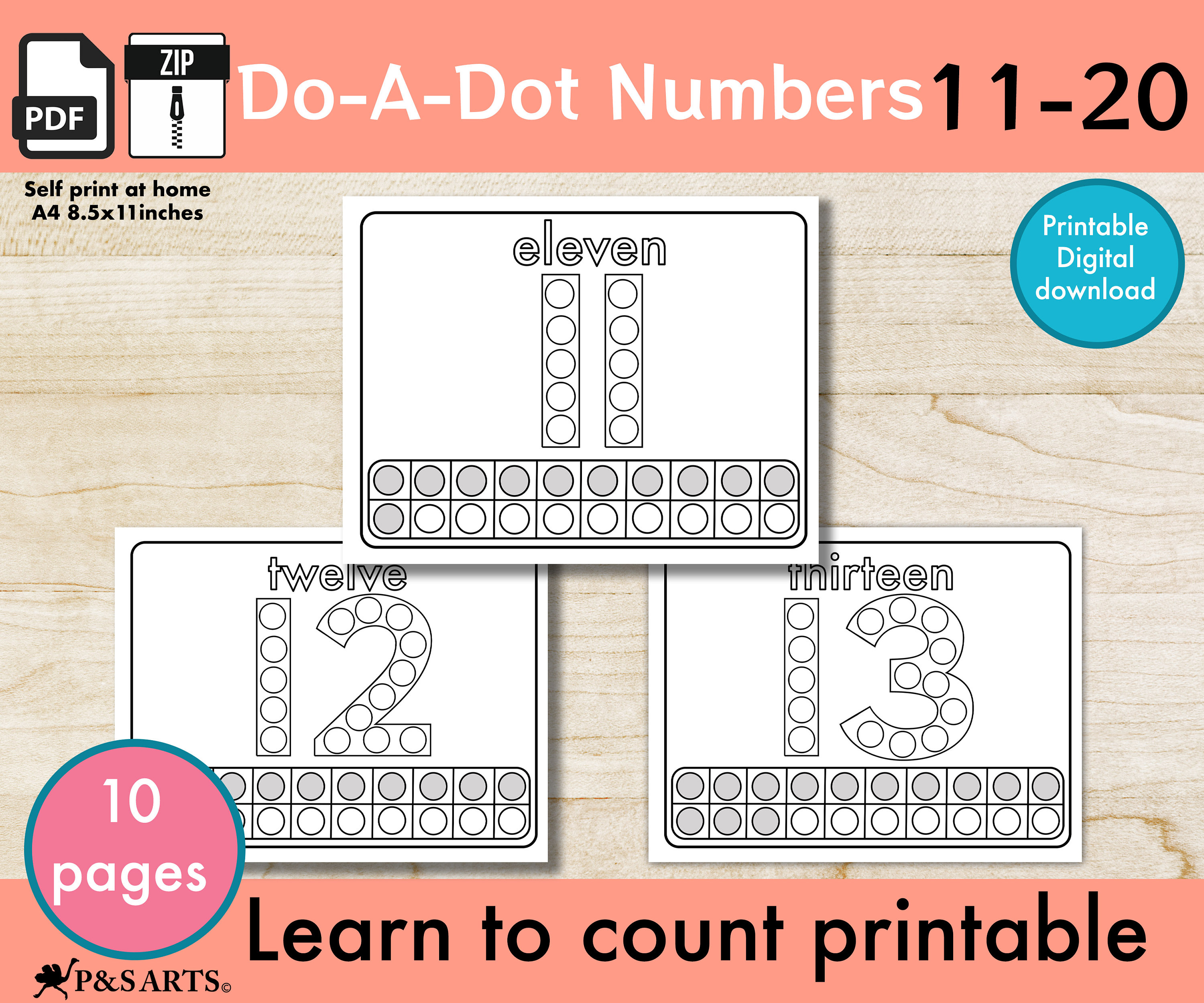Do-a-dot Numbers 11-20 Printable, Activity Preschool, Kindergarten ...