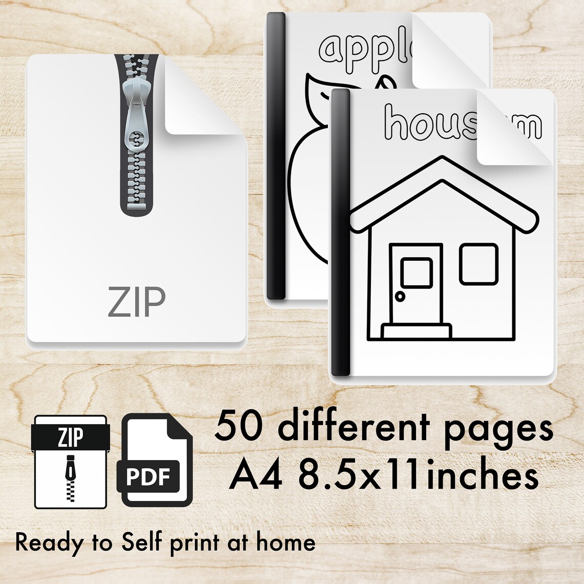 50 Learning Words Printable, Easy and Simple Coloring Pages, Kids ...