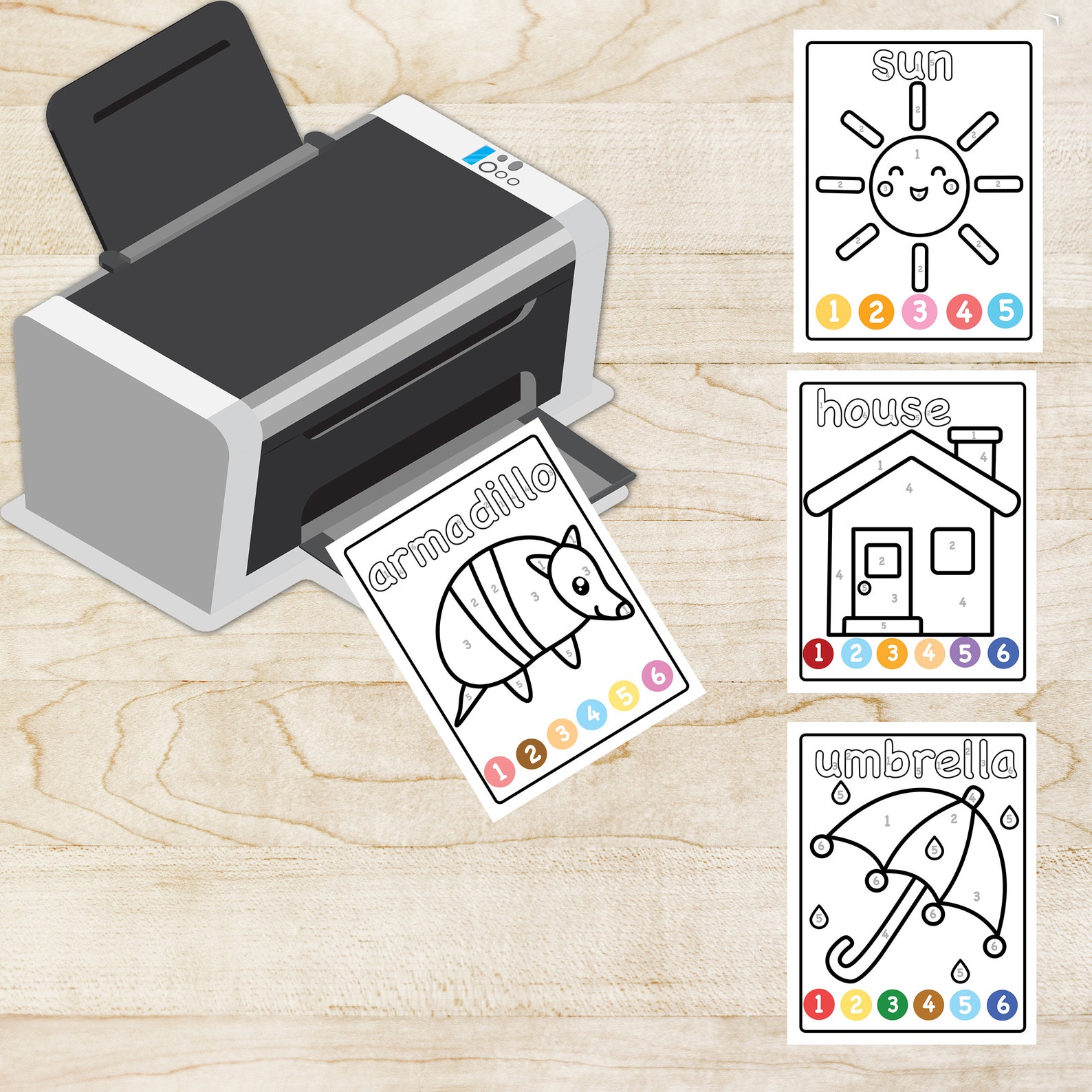 Color by Number for Kids and Toddlers, Homeschool Printable, Activity ...