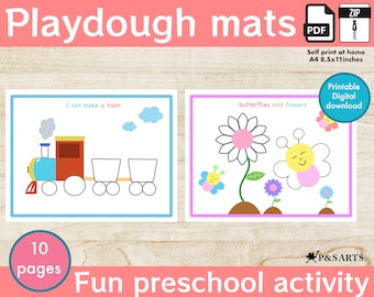 Valentine's Day Play Dough Mats Printable Playdough Activity Hearts and ...