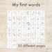 50 Learning Words Printable, Easy and Simple Coloring Pages, Kids ...