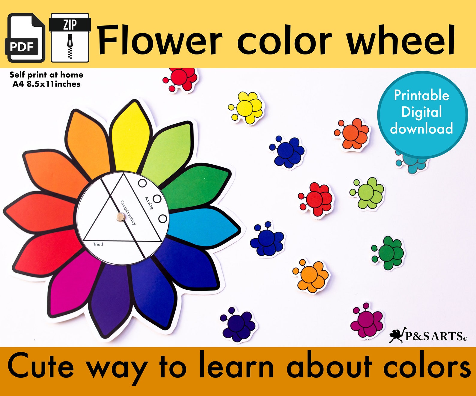 Flower Color Wheel for Kids, Color Combinations Made Easy and Cute ...